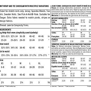 Simplicity 1065 S0358 S0341 Size XS-XL Misses' Wrap, Twist & Tie Knit ...