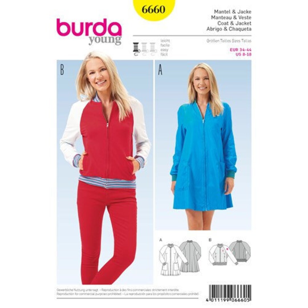 Burda 6660 Misses' Jacket or Coat Sewing Pattern Size 8-18 / Uncut FF ...