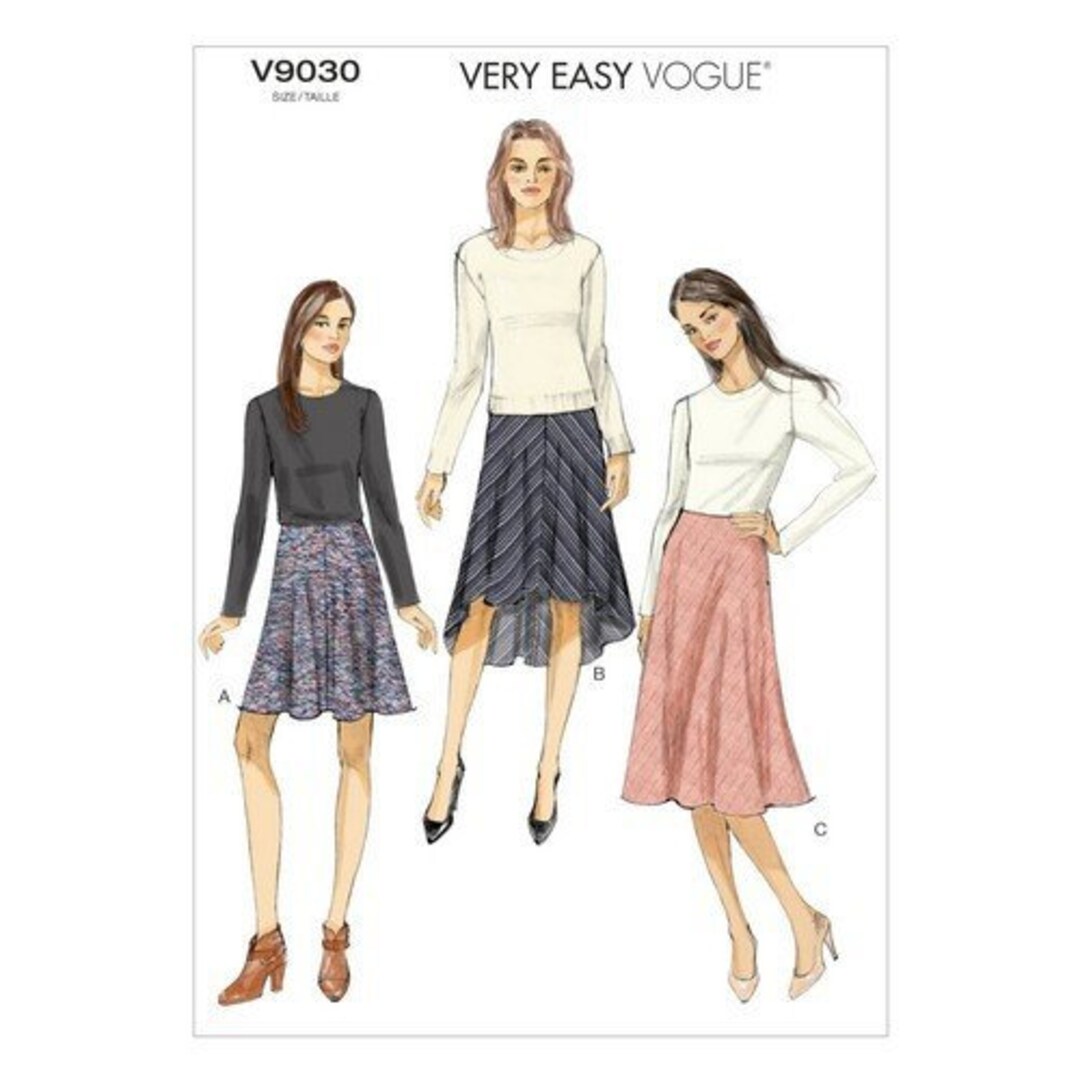 Vogue V9030 Size 6-14 or 16-24 Misses Skirt in 3 Lengths Sewing Pattern ...