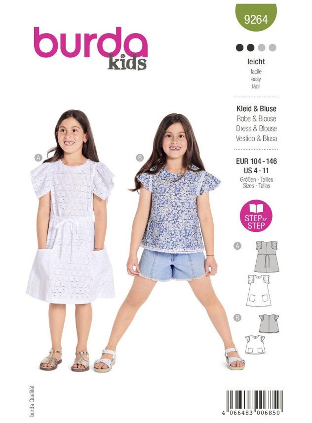 Burda 9264 Sewing Pattern - Girl's Dresses for Tops - Size 4-11/uncut ...