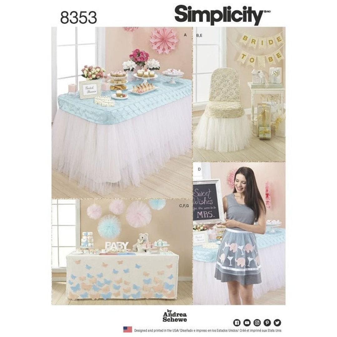 Simplicity 8353 Party Decor and Table Top Accessories for Bridal Shower ...