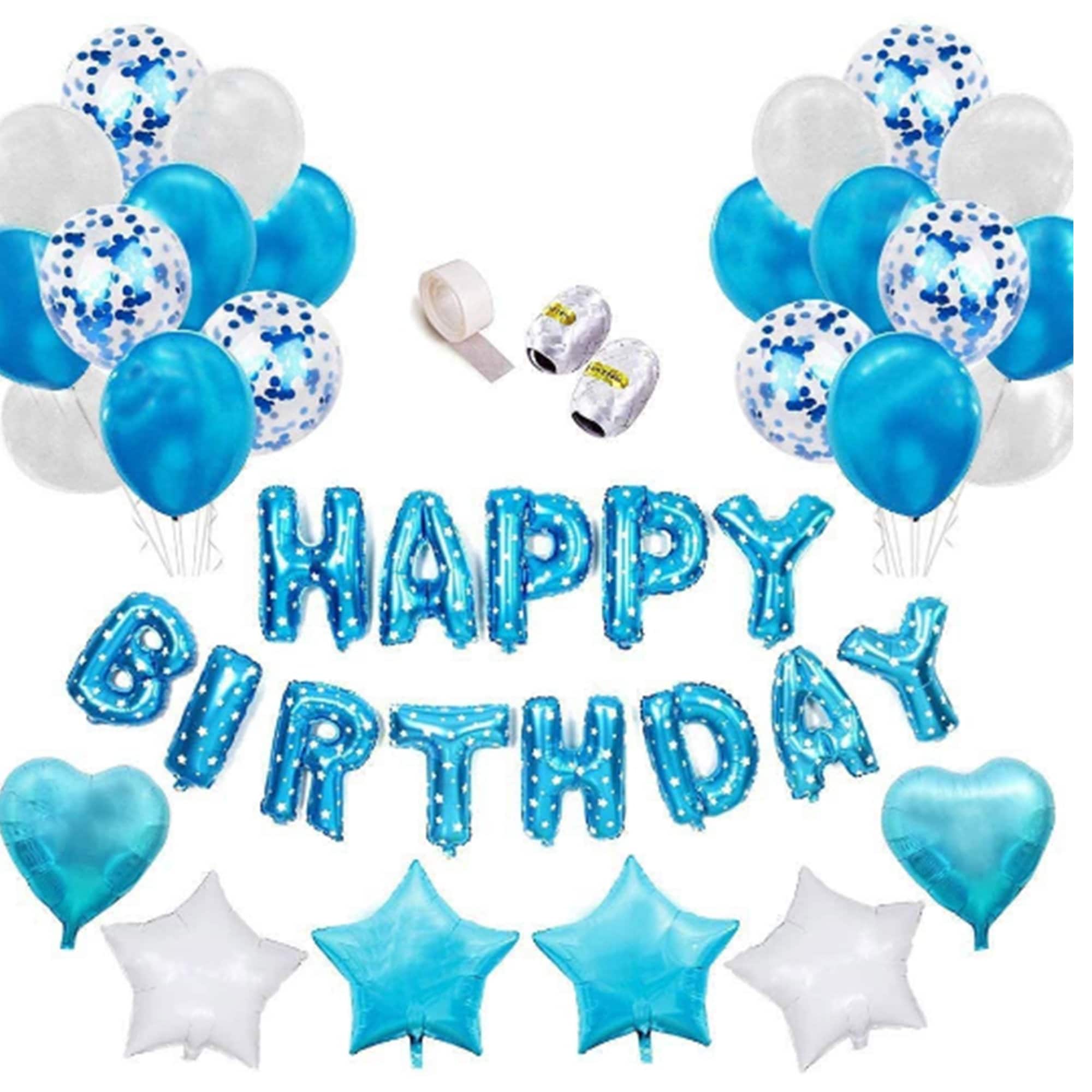 Birthday Decoration 52pcs Blue Happy Birthday Balloon Set - Etsy Singapore
