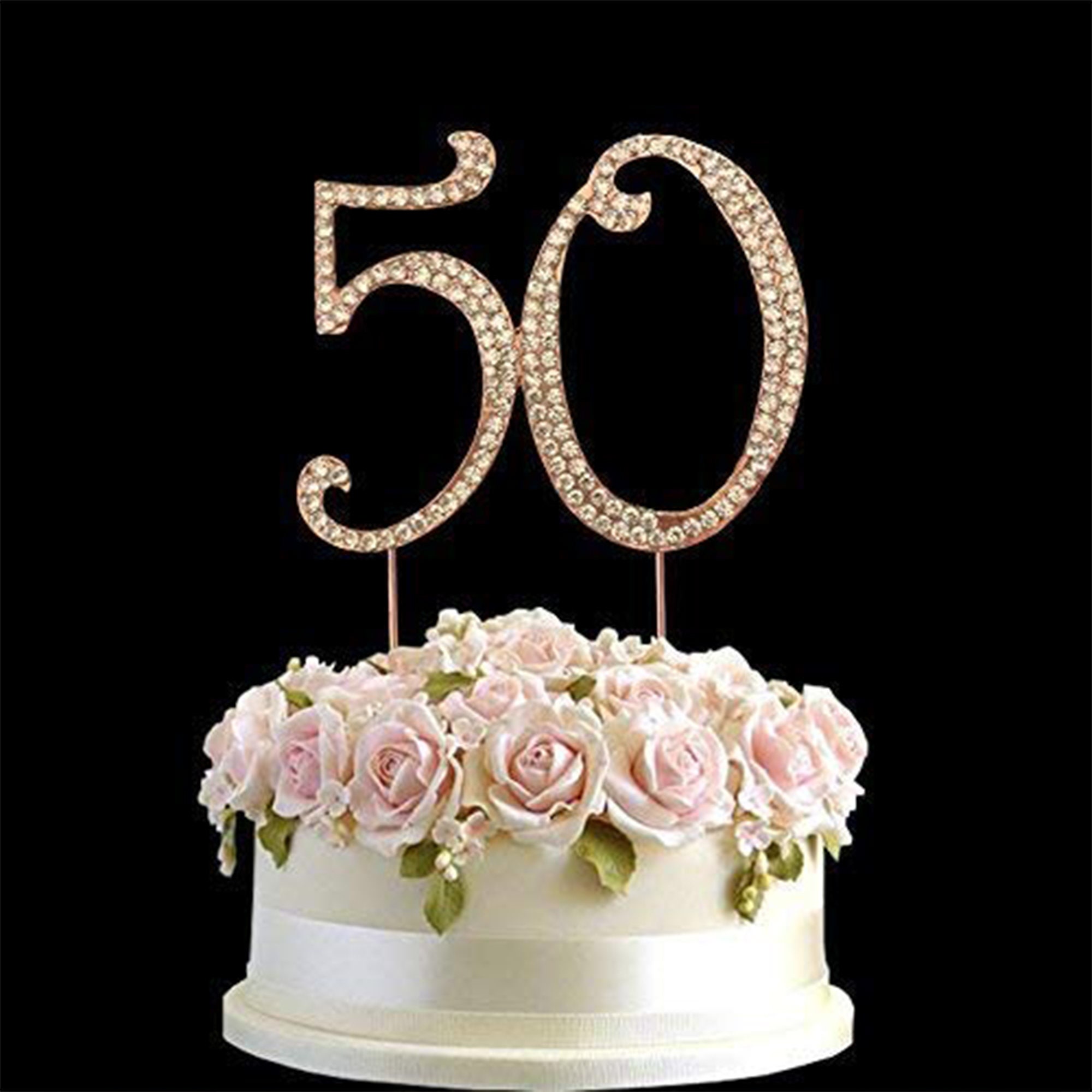 Small Crystal Rose Gold Birthday Cake Toppers Number Pick | Etsy