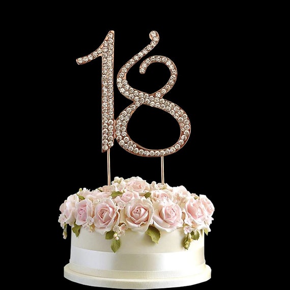 Small Crystal Rose Gold Birthday Cake Toppers Number Pick | Etsy