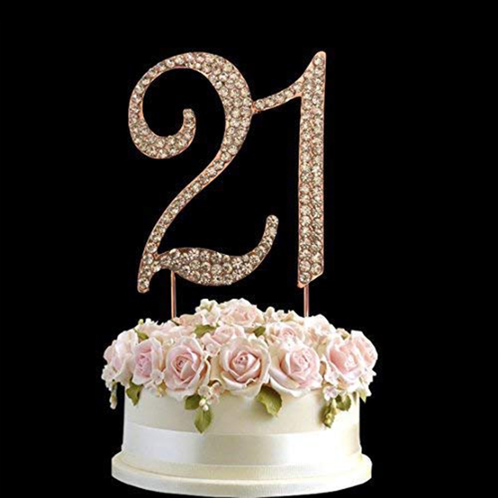 Small Crystal Rose Gold Birthday Cake Toppers Number Pick | Etsy