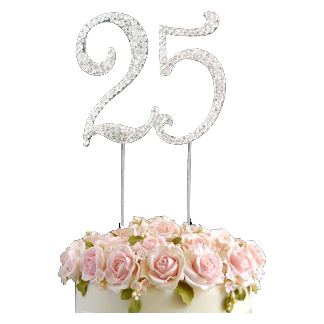 Rhinestone Crystal 25th Cake Topper Number Pick With Diamante - Etsy