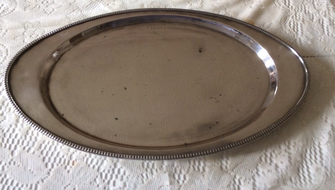 Large Oval Silver Plate Serving Platter - Etsy