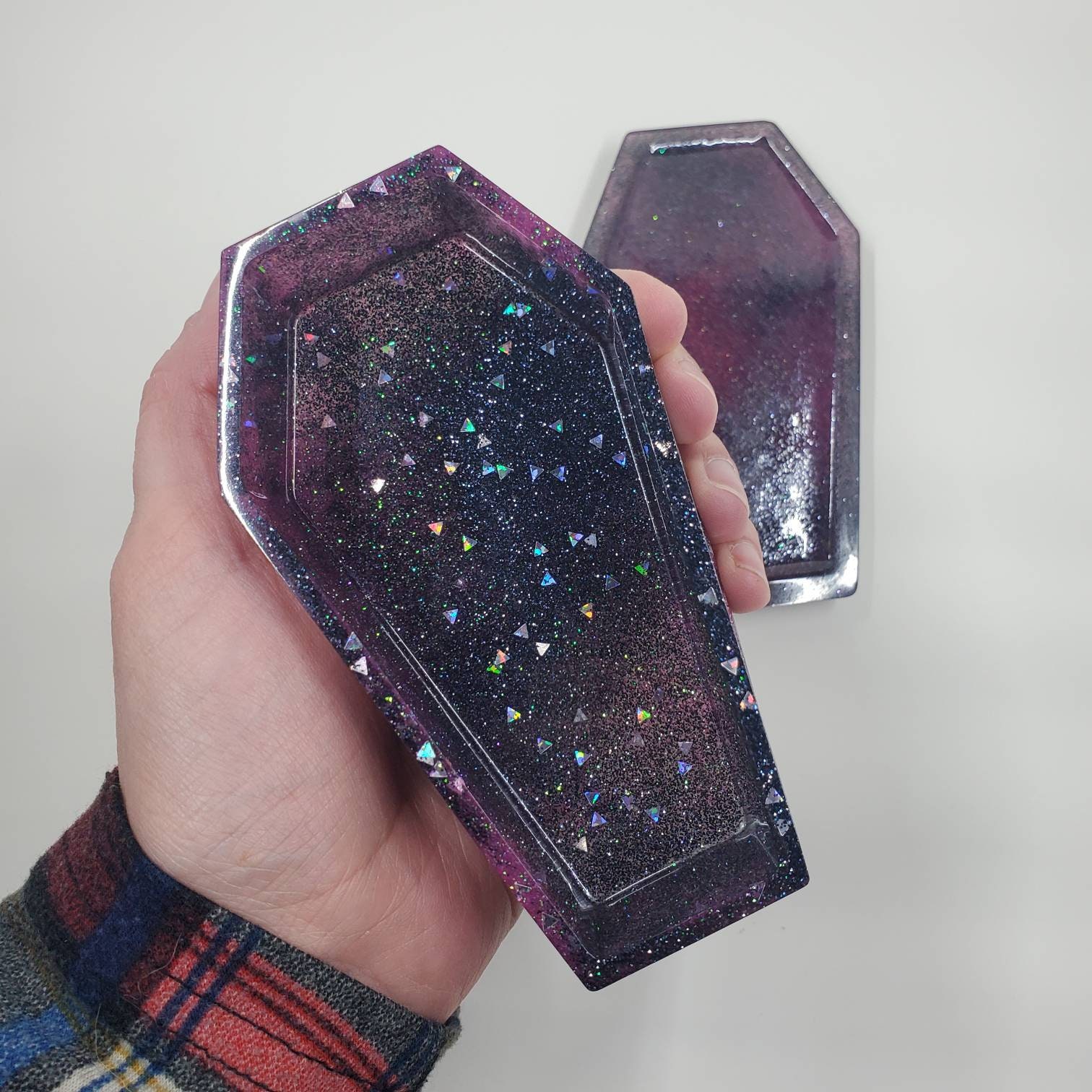 Black and Pink Glitter Coffin With Lid Ring Box Small | Etsy