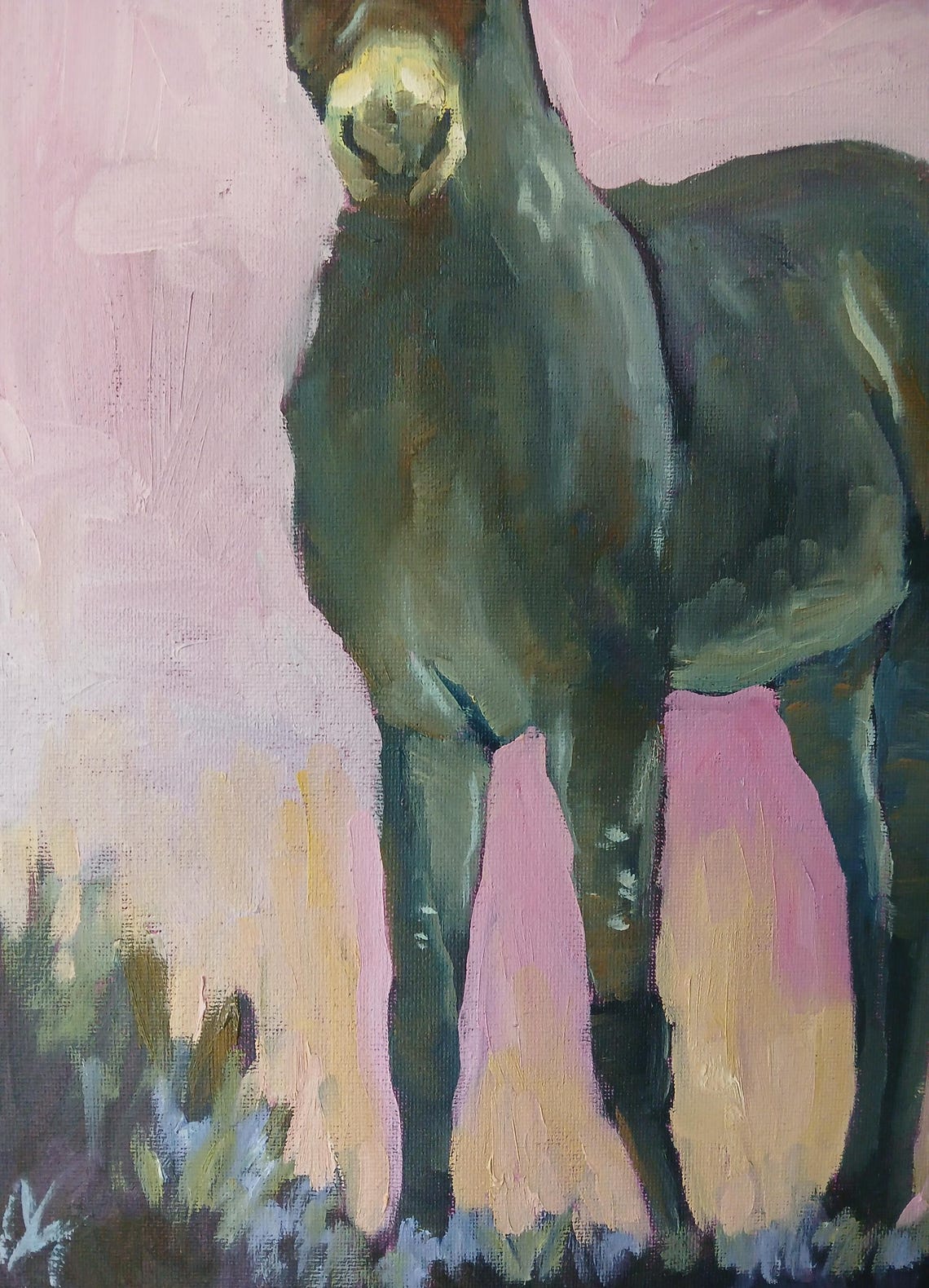 Original Donkey/mule Oil Painting, Horse Artwork, Foal Paintings ...