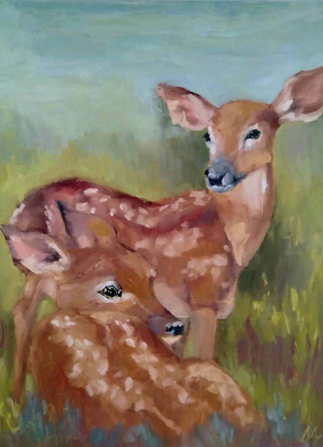Original Fawn Oil Painting, Deer Artwork, Wildlife Paintings - Etsy