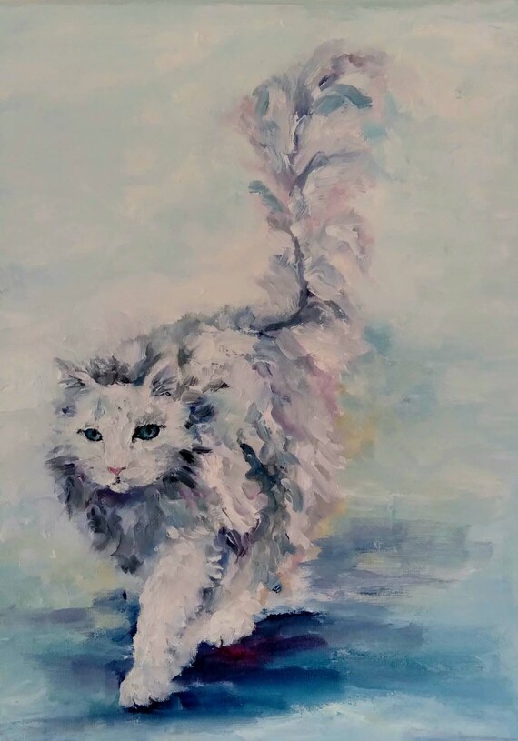 Original Full Cat Portrait Oil Painting Full Cat Painting - Etsy