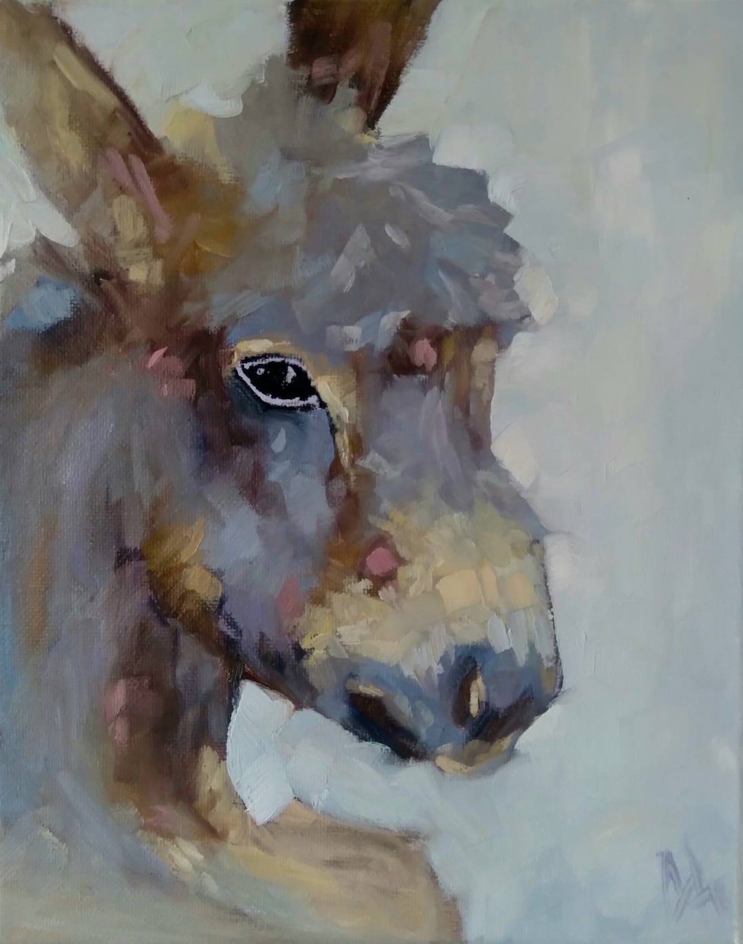 Original Donkey Oil Painting, Horse Artwork, Foal Paintings, Wildhorse ...