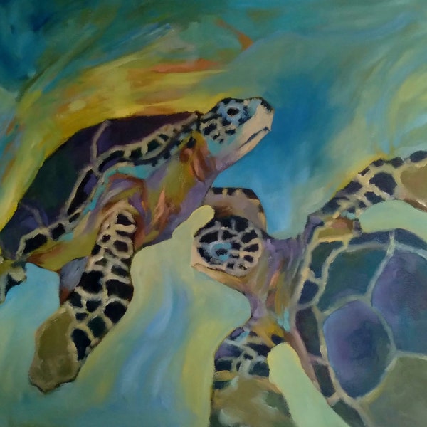 Sea Turtle Oil Painting - Etsy