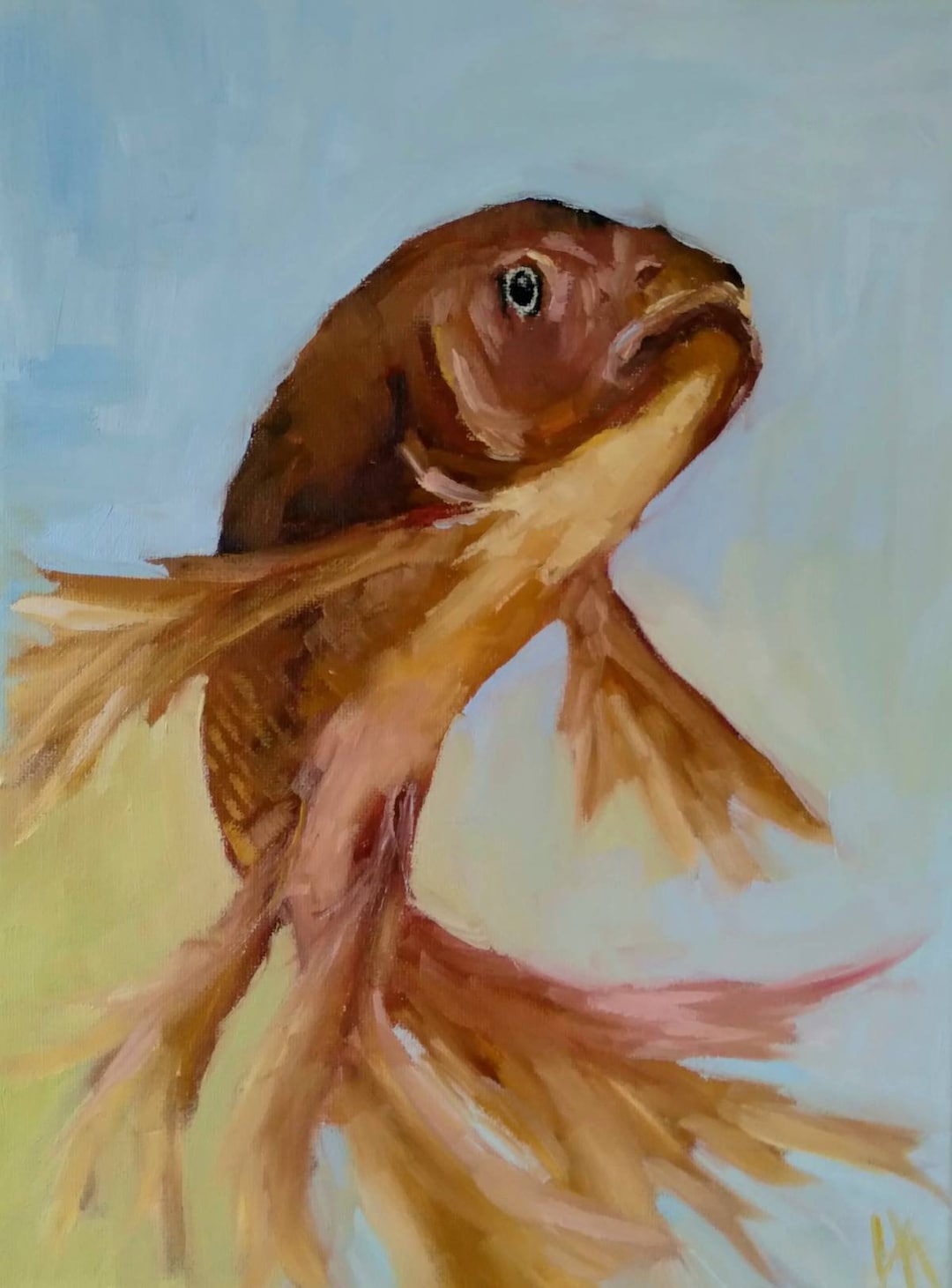Original Gold Fish Oil Painting, Fish Artwork, Underwater Life - Etsy