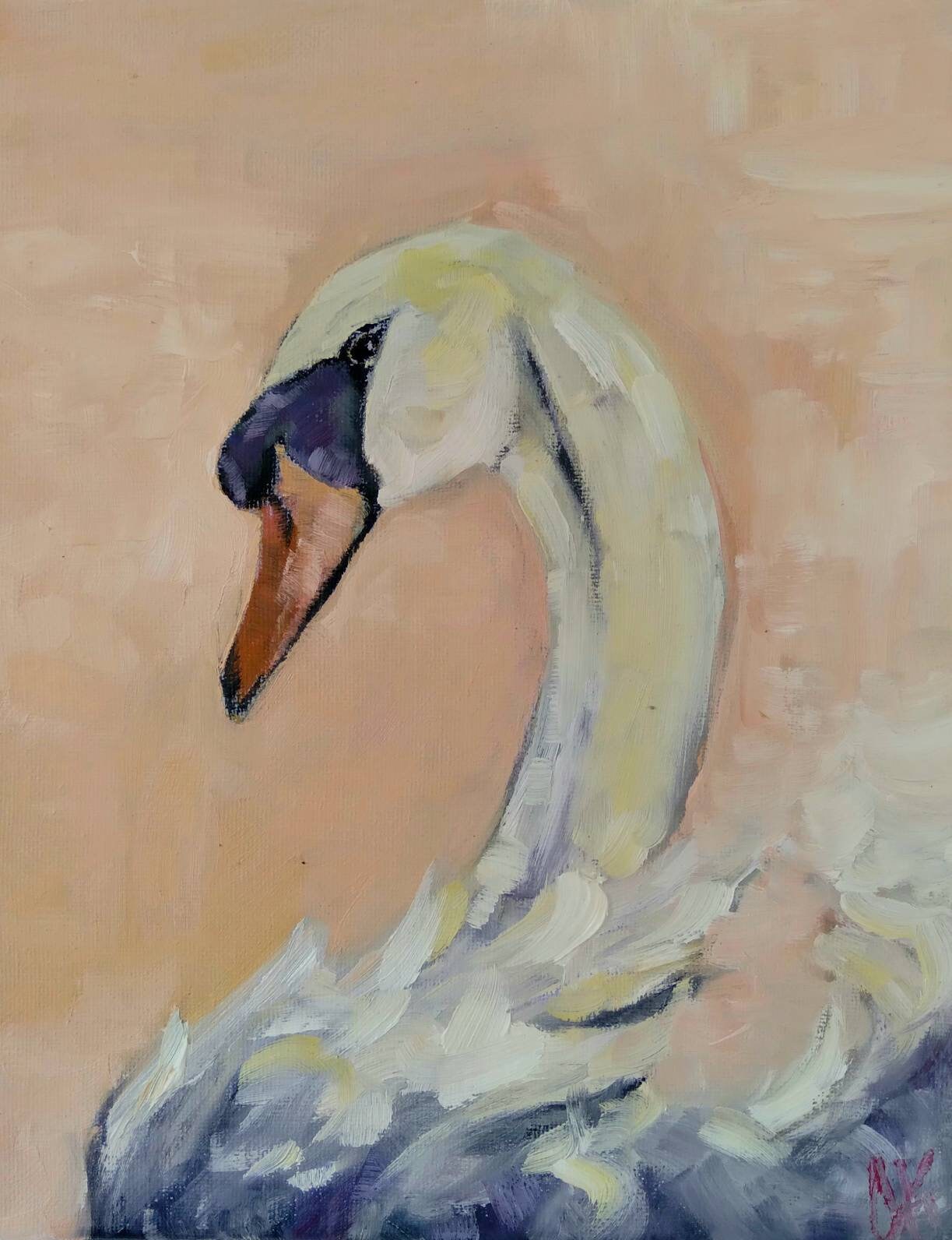 Original Swan Oil Painting Waterfowl Paintings Wildlife - Etsy
