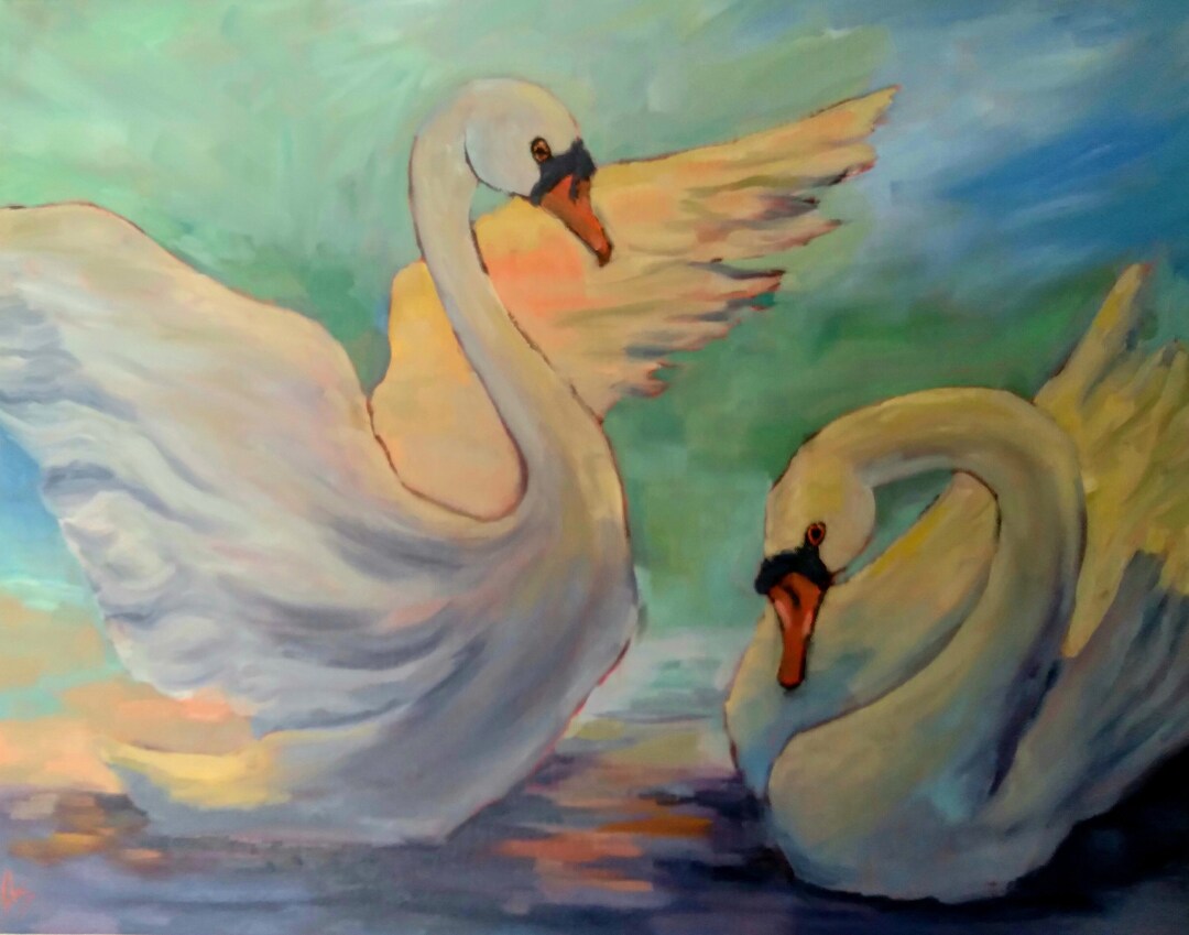 Original Swan Oil Painting, Waterfowl Paintings, Wildlife Artwork - Etsy
