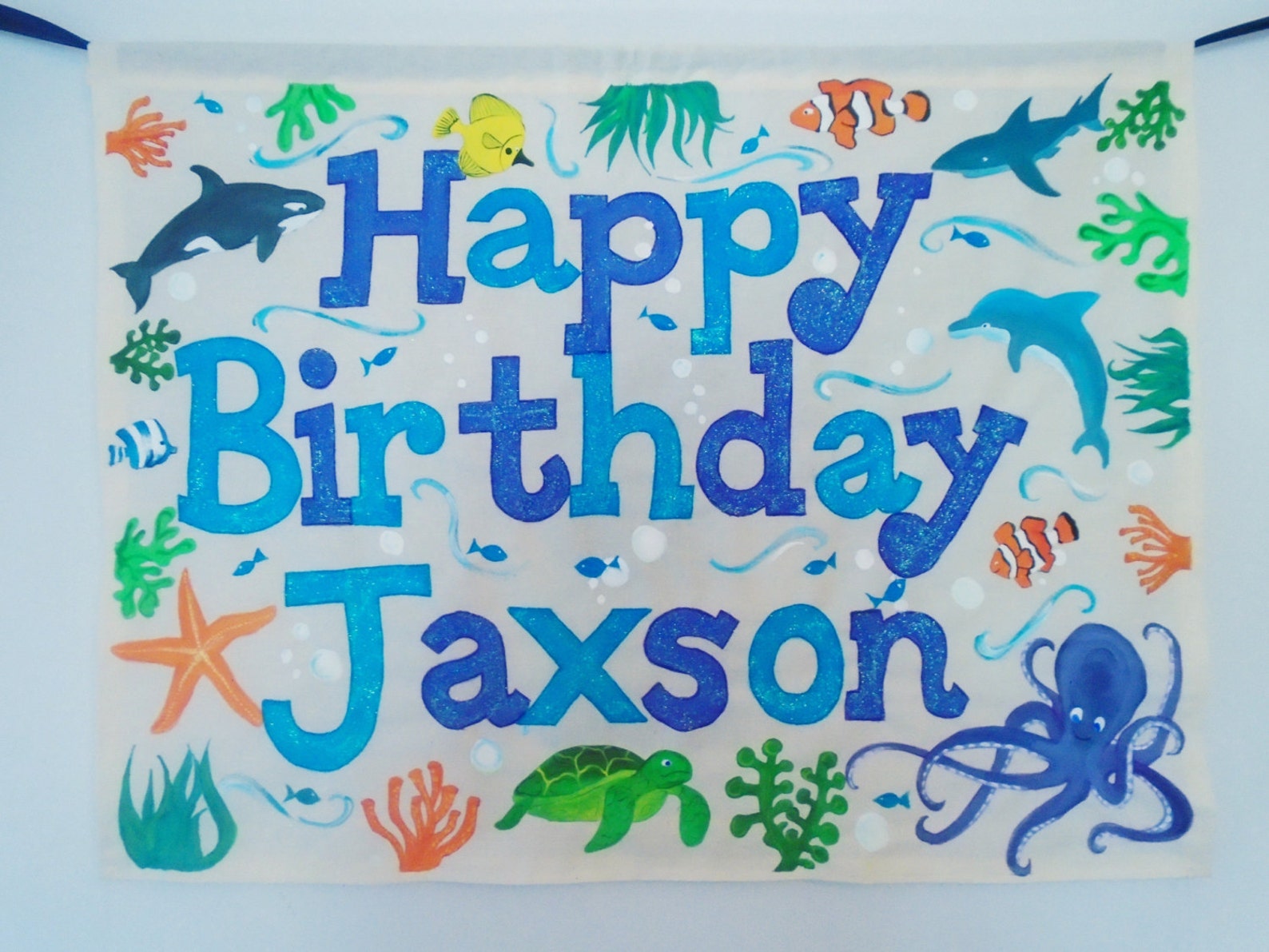 Under the Sea Themed Personalised Hand Painted Birthday Banner, Ocean ...