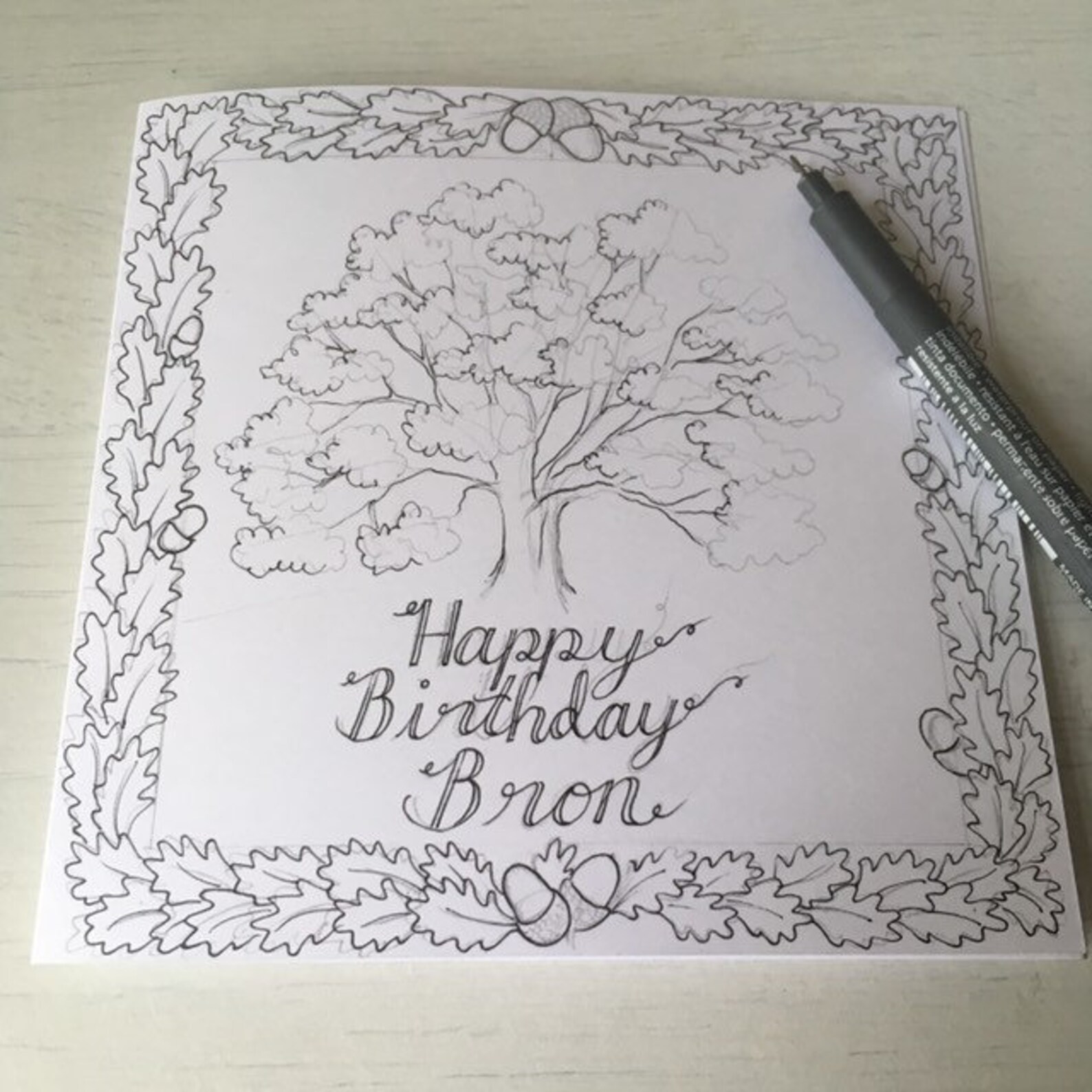 Oak Tree Birthday Card, Hand Painted Oak Tree Card, Bespoke ...