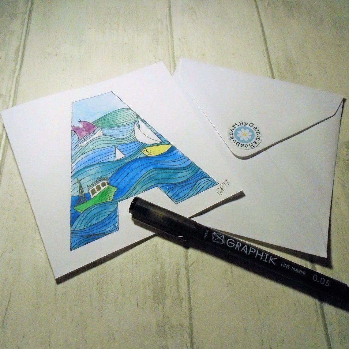 Bespoke Sailing Monogram Card, Personalised Boats and Sea Initial Card ...