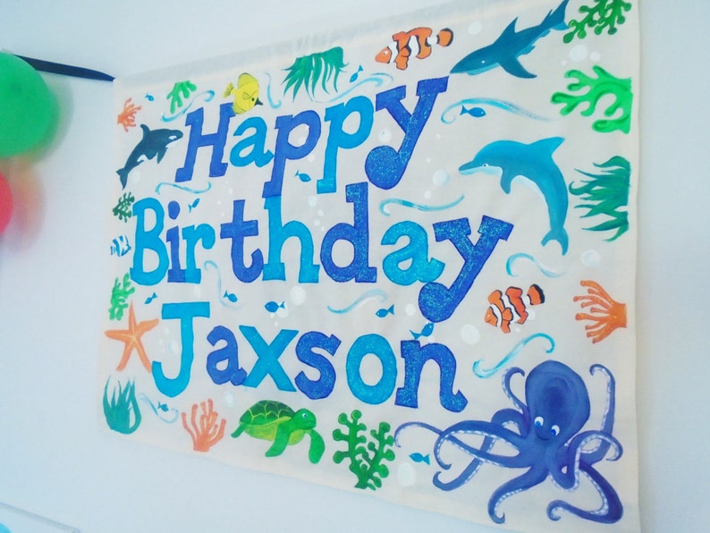 Under the Sea Themed Personalised Hand Painted Birthday Banner, Ocean ...