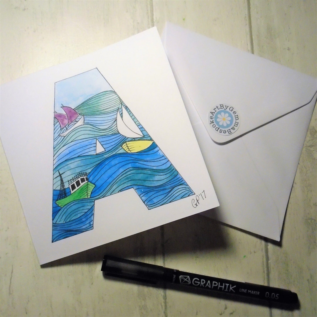 Bespoke Sailing Monogram Card, Personalised Boats and Sea Initial Card ...