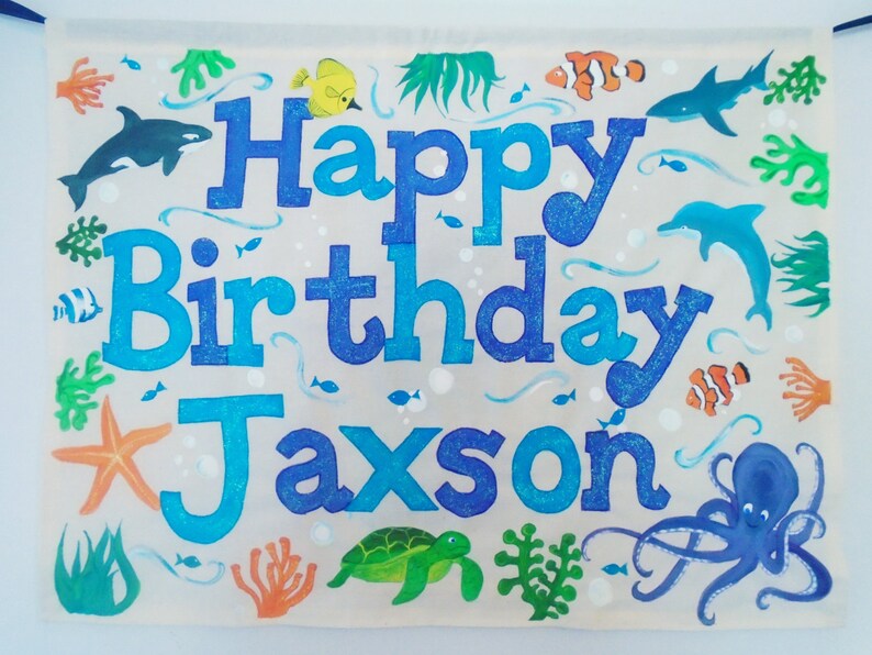 Under the Sea Themed Personalised Hand Painted Birthday Banner, Ocean ...