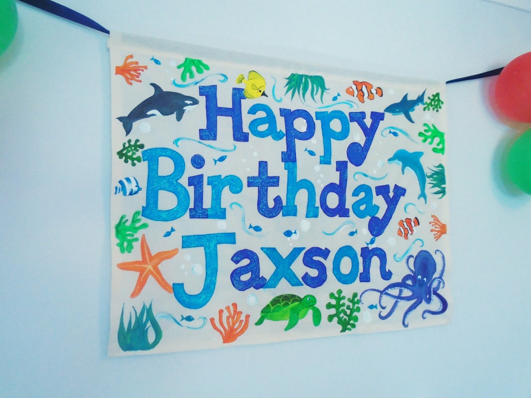 Under the Sea Themed Personalised Hand Painted Birthday Banner, Ocean ...