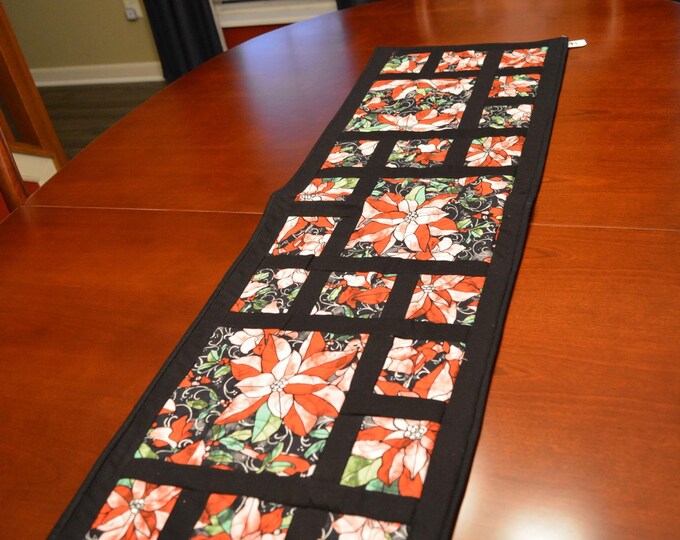 Pointsettia Stained Glass Window Style Tablerunner - Etsy