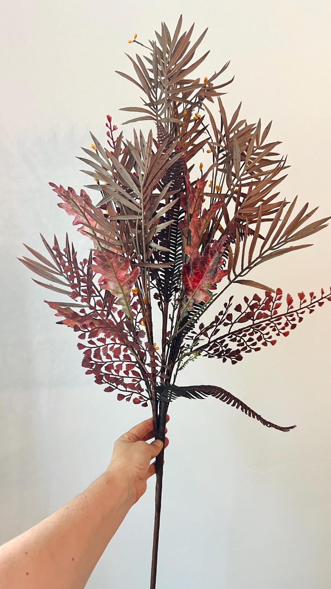 Burgundy Mixed Fall Foliage Spray, Faux Autumn Fern Spray, Fall Florals ...