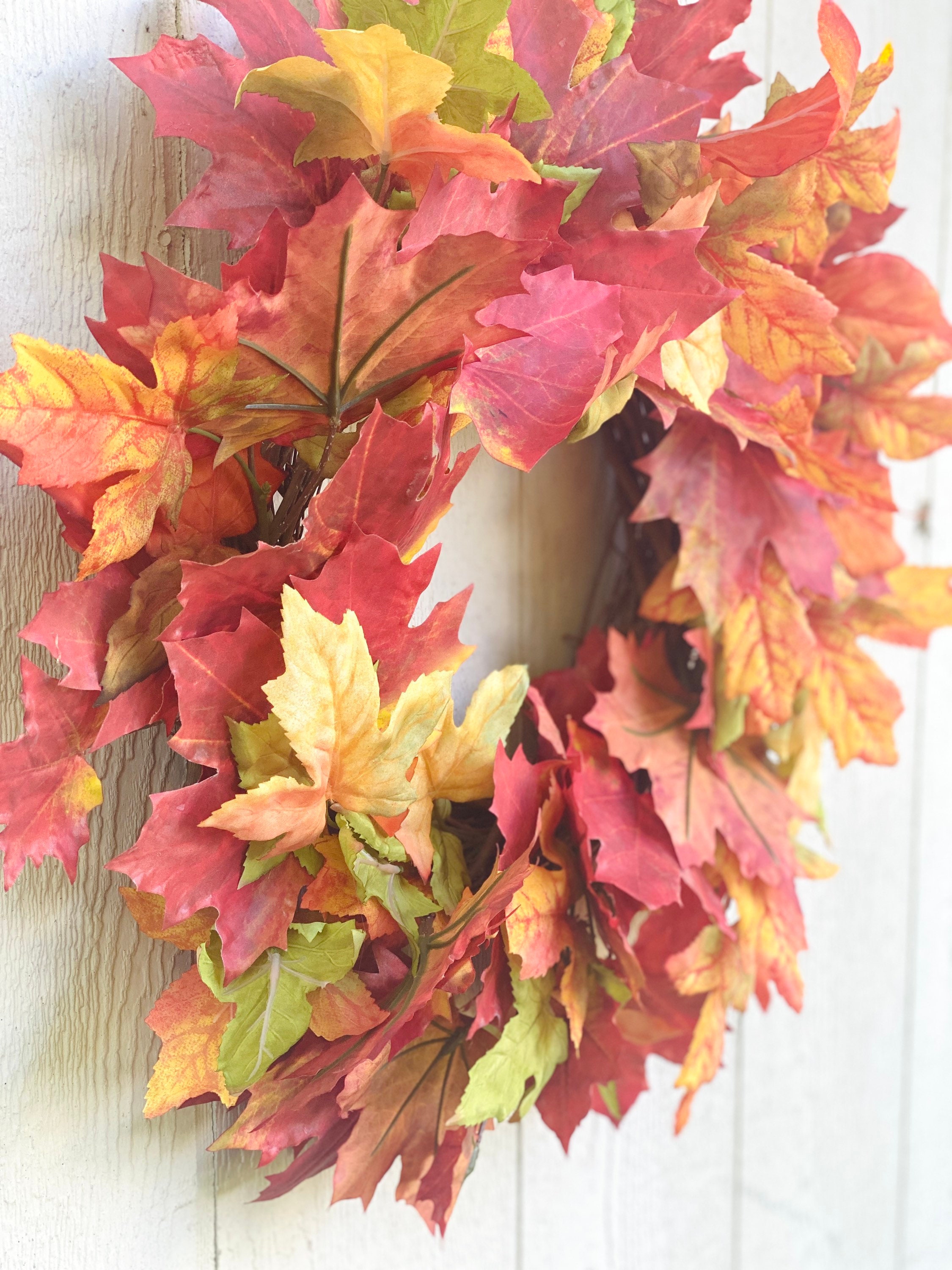 Fall Foliage Wreath for Front Door, Fall Leaves Wreath, Maple Leaf ...