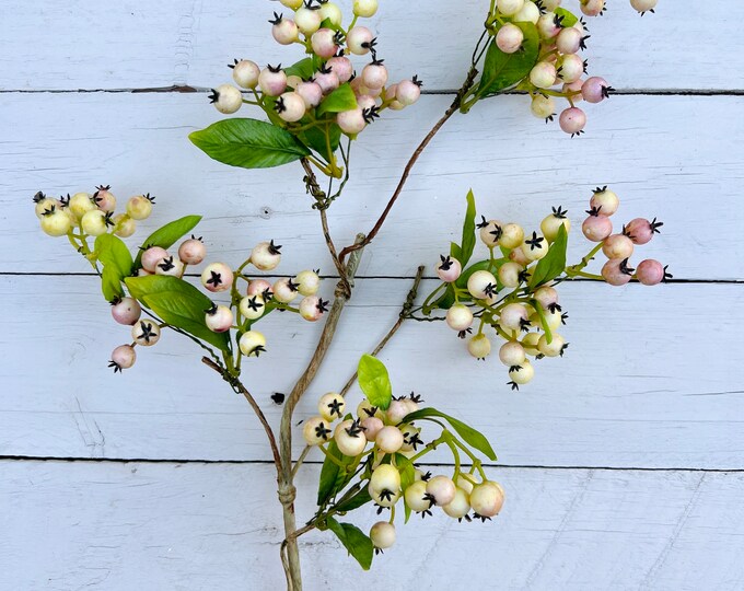 Artificial Blueberry Stem, Faux Berry Stem, Realistic Faux Fruit Spray ...