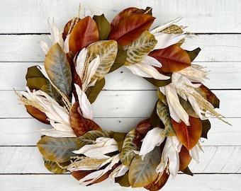 Fall Foliage Wreath for Front Door, Fall Leaves Wreath, Maple Leaf ...