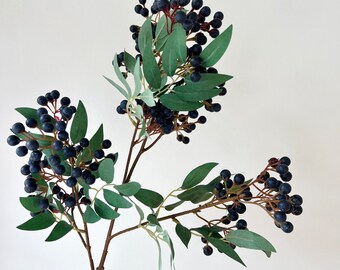 Artificial Blueberry Stem, Faux Berry Stem, Realistic Faux Fruit Spray ...