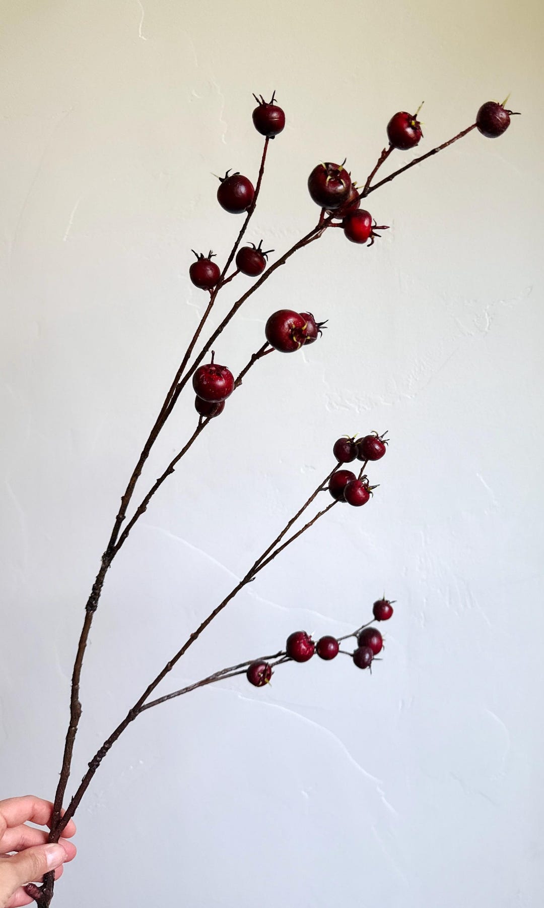 Burgundy Rose Hips Stem Artificial Berry Branch Faux Fall & Winter ...