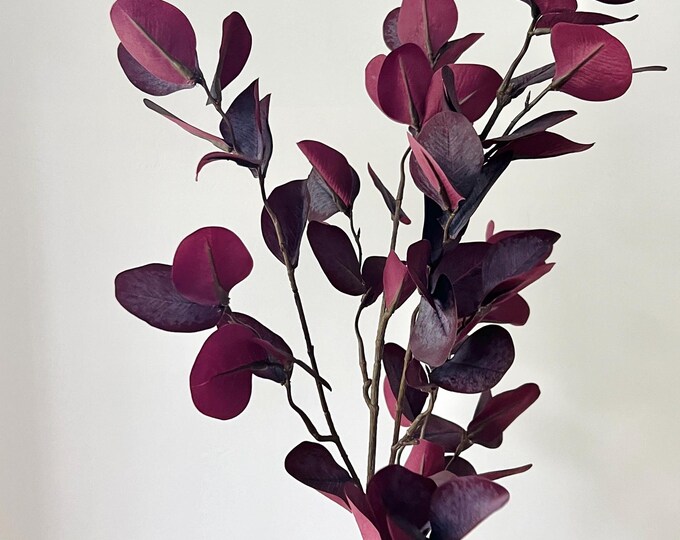 Purple Burgundy Eucalyptus Spray, Faux Fall Foliage for Wreath Making ...