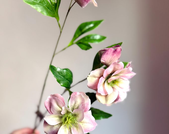 Lavender and Cream Hellebore Stem, Faux Spring Blossoms, Wreath Making ...