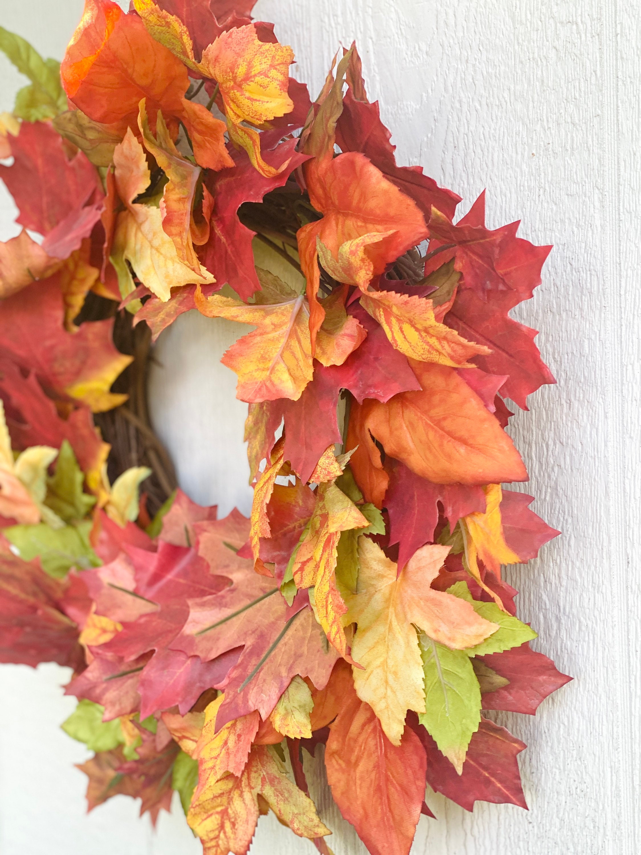 Fall Foliage Wreath for Front Door, Fall Leaves Wreath, Maple Leaf ...
