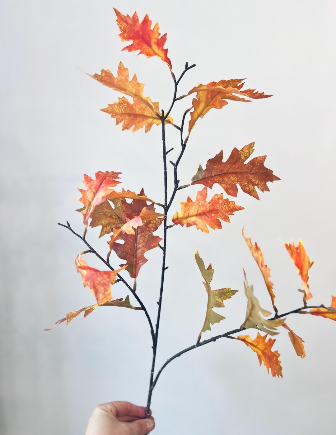 Fall Orange Oak Leaf Branch, Artificial Fall Foliage for for Wreath ...