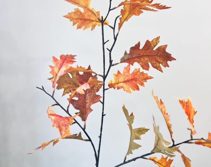 Fall Orange Oak Leaf Branch, Artificial Fall Foliage for for Wreath ...