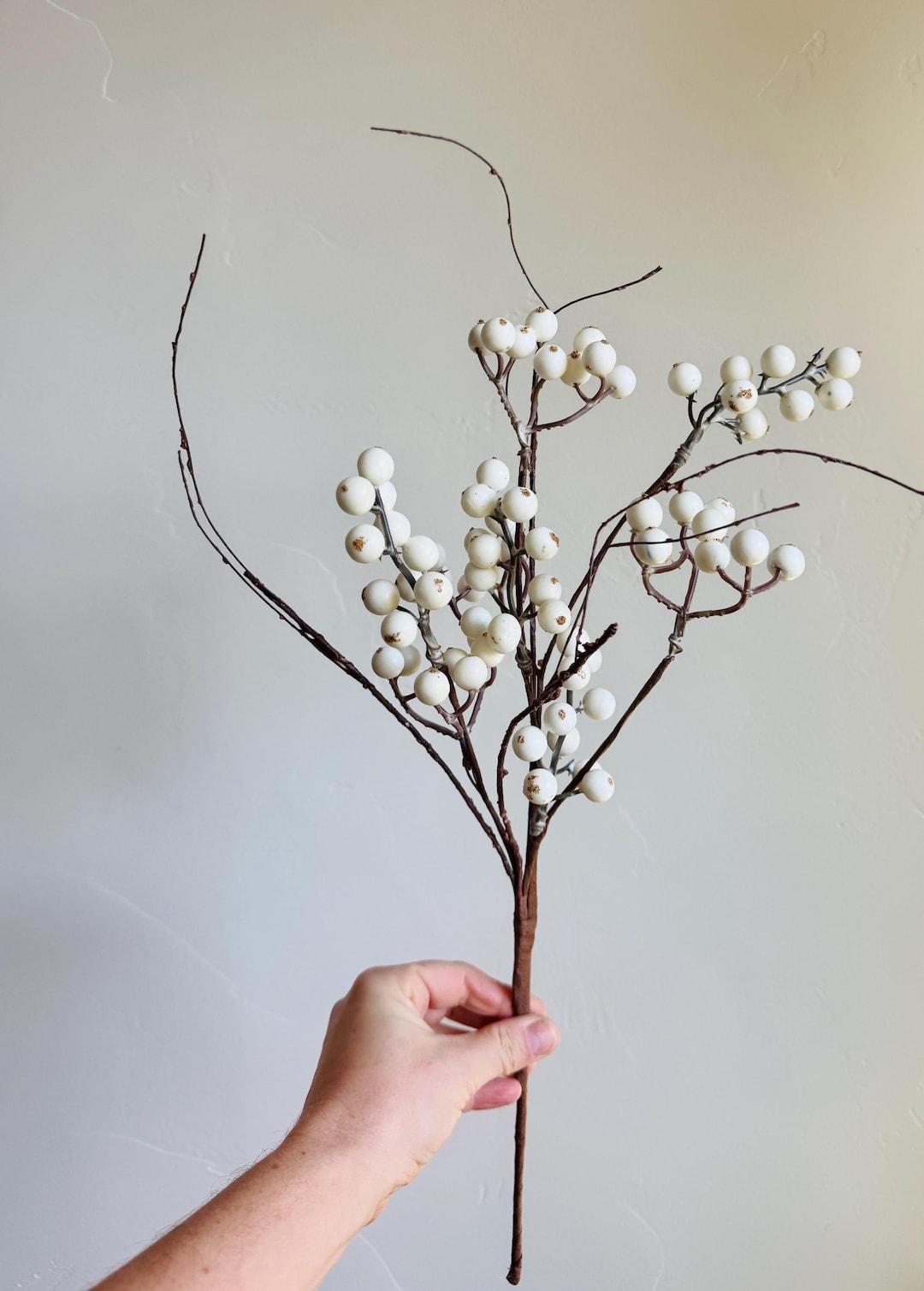 White Berry Stem, Faux Winter Berry Pick, Artificial White Berries ...