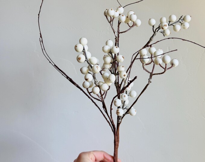 White Berry Stem, Faux Winter Berry Pick, Artificial White Berries ...