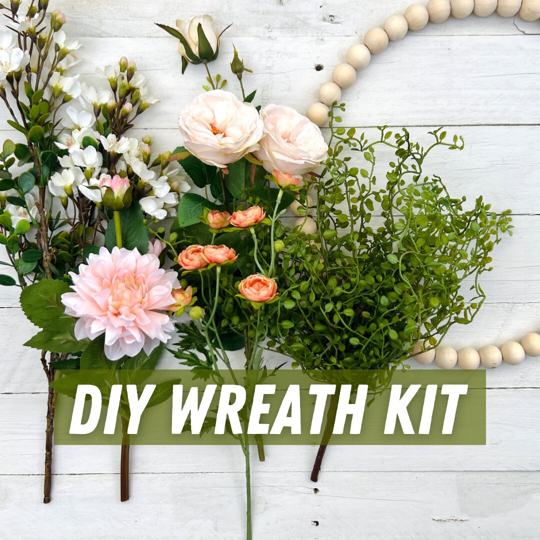 DIY Spring Wreath Kit With Faux Florals, Make Your Own Wreath, Craft ...