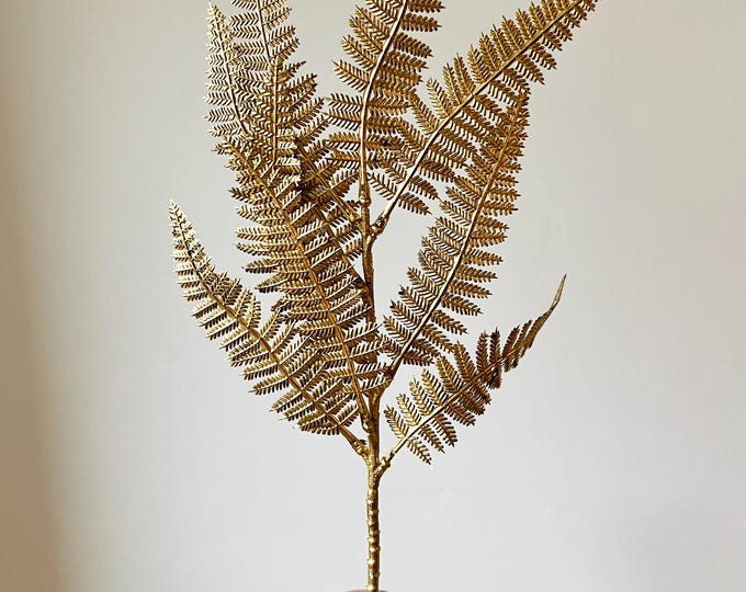 Gold Metallic Fern Spray, Faux Floral Stem for Wreath Making and Floral ...