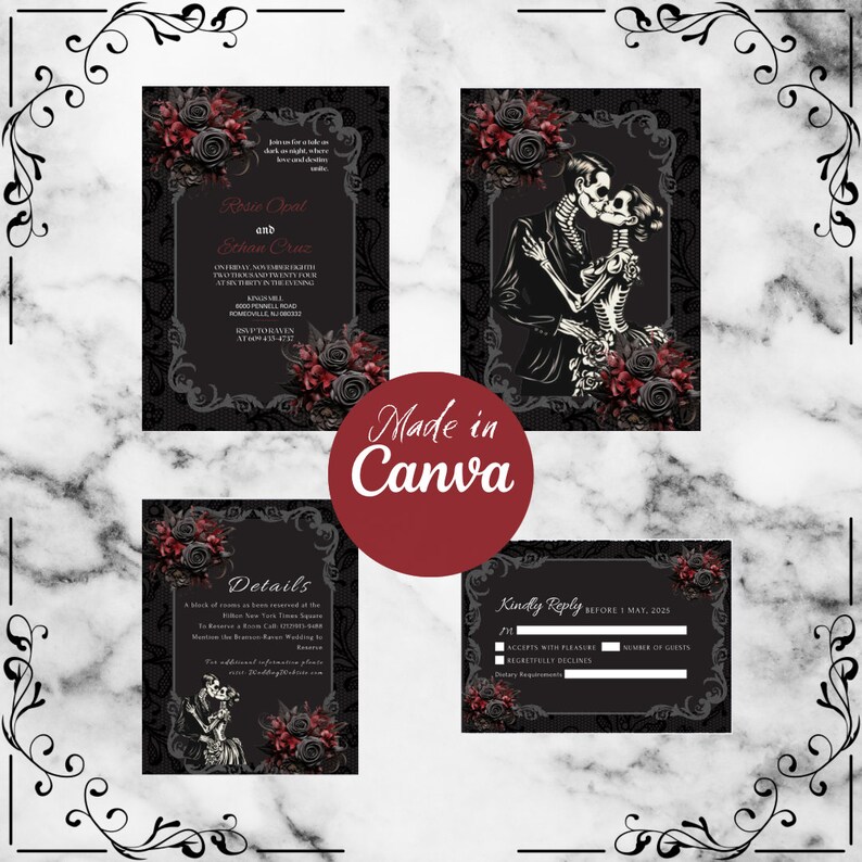 Editable Bundle Wedding Invitation Bundle RSVP, Details, Invitation ...