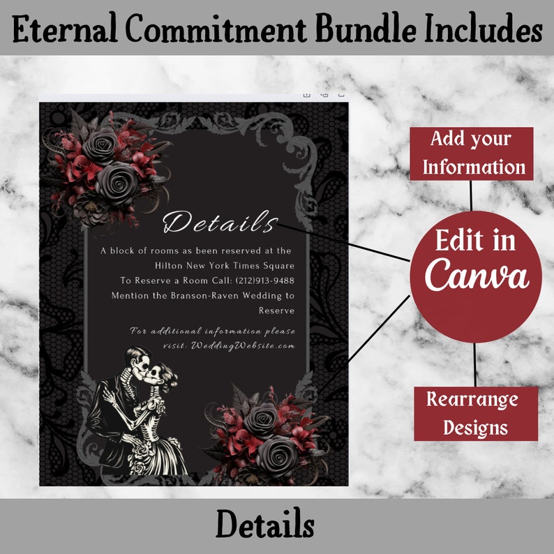 Editable Bundle Wedding Invitation Bundle RSVP, Details, Invitation ...