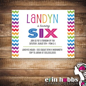 Rainbow Chevron Birthday Party Invitation. Super Fun & | Etsy