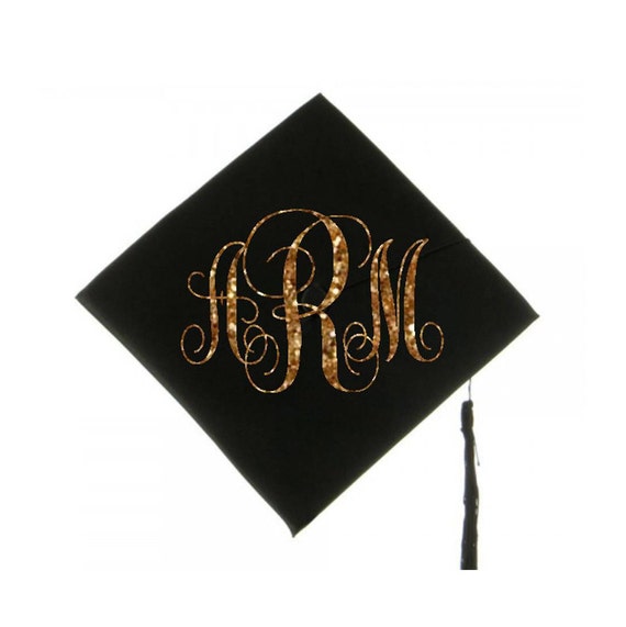 Graduation Cap Decal Graduation Cap Decoration Monogram Decal | Etsy