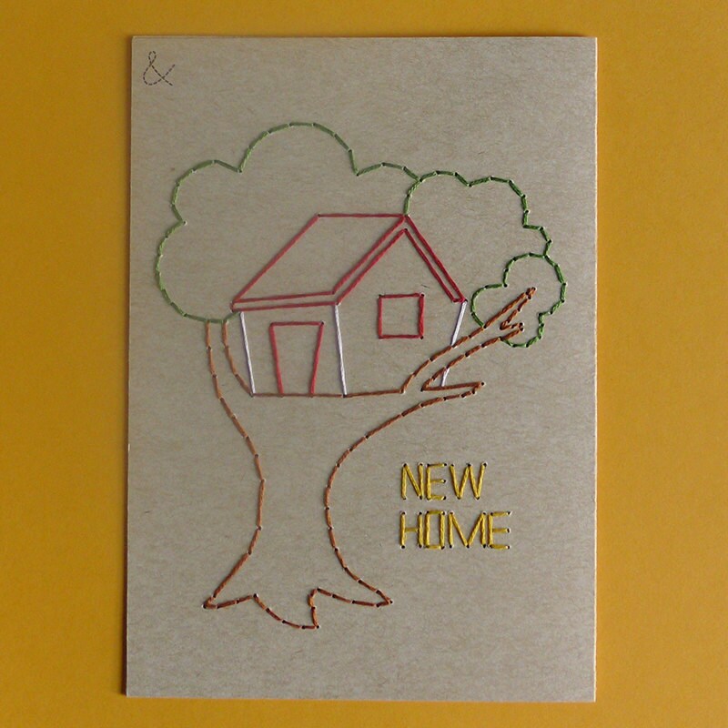 Stitch & Share - DIY Stitching Cards: New Home / Pizza? - Etsy
