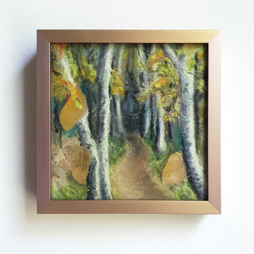 In A Yellow Wood - Original Oil Pastel - Etsy
