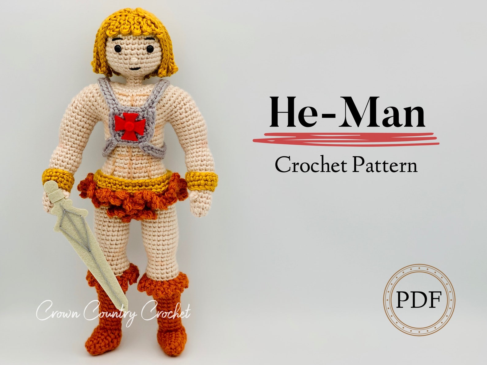 PDF CROCHET PATTERN He-man Doll // Superhero Crochet Pattern | Etsy
